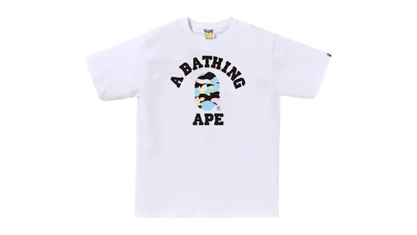 A BATHING APE New Camo College Tee Shirt - White