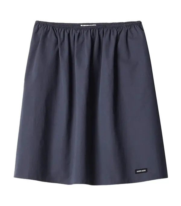Miu Miu Cotton Poplin Midi Skirt - Grey