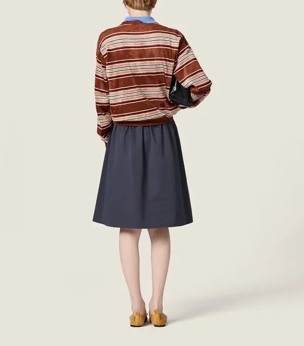 Miu Miu Cotton Poplin Midi Skirt - Grey