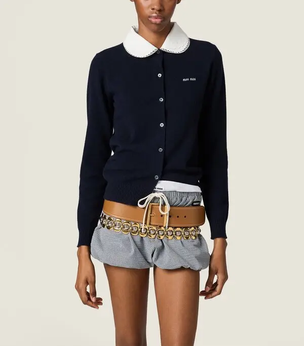 Miu Miu Cashmere Cardigan With Logo