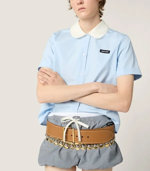 Miu Miu Cotton Poplin Shirt With Logo