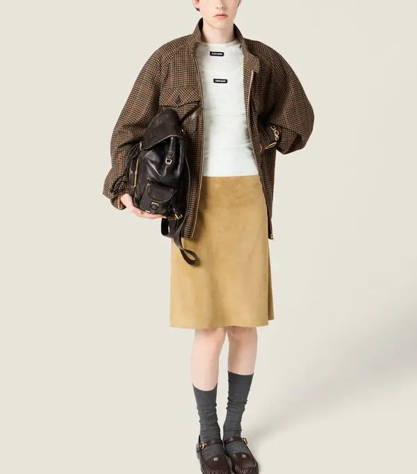 Miu Miu Waxed Suede Mini Skirt