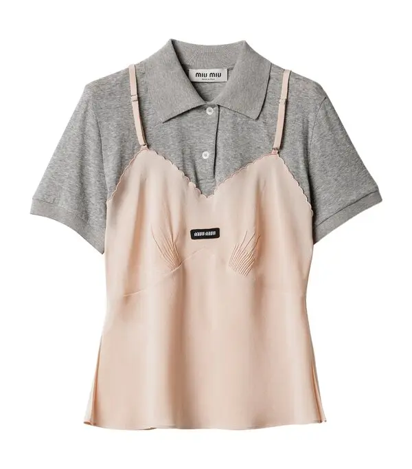 Miu Miu Silk And Cotton Layered Tank Polo Shirt
