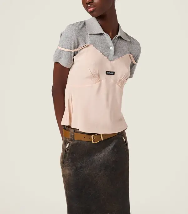 Miu Miu Silk And Cotton Layered Tank Polo Shirt