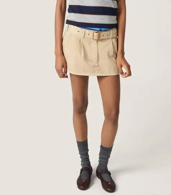 Miu Miu Cotton Gabardine Mini Skirt