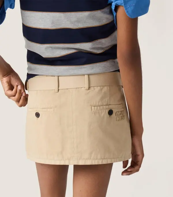 Miu Miu Cotton Gabardine Mini Skirt