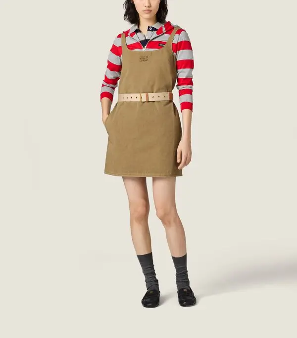 Miu Miu Cotton Gabardine Belted Mini Dress