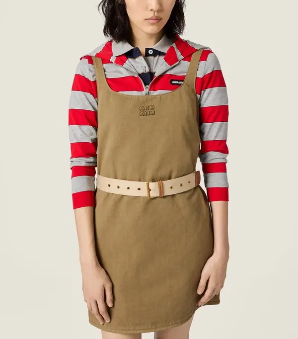 Miu Miu Cotton Gabardine Belted Mini Dress