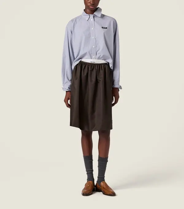 Miu Miu Cotton Poplin Check Shirt - Blue