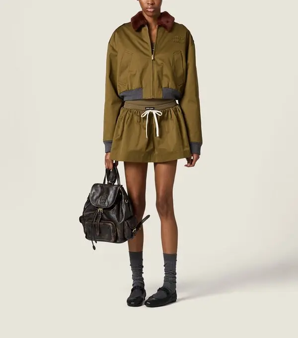 Miu Miu Cotton Satin Mini Skirt