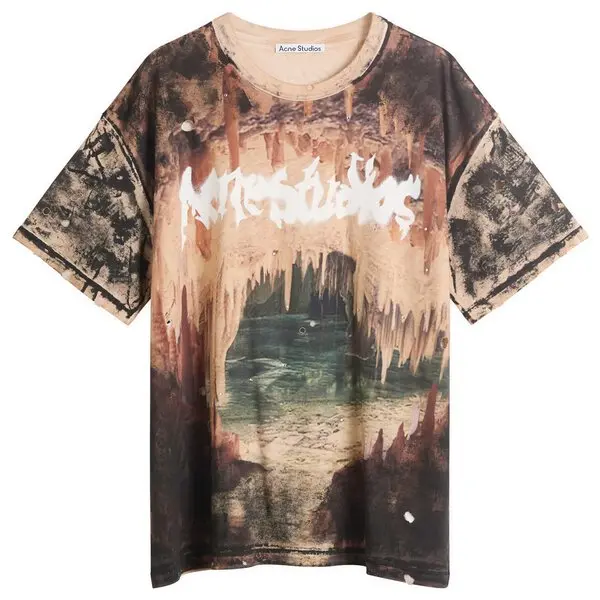 Acne Studios Cave Print T-shirt - Black/rust Brown