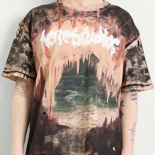 Acne Studios Cave Print T-shirt - Black/rust Brown