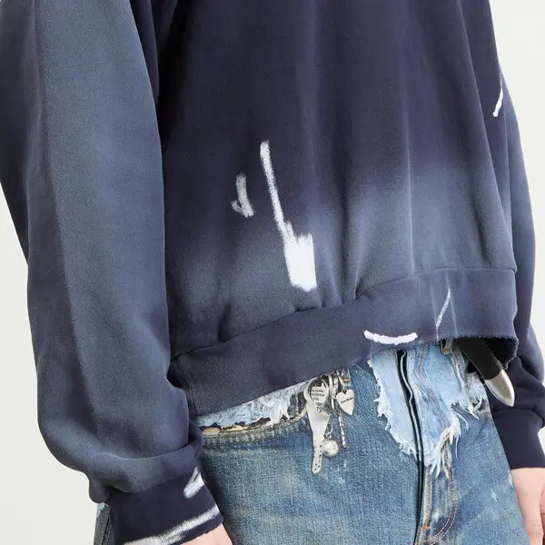 Acne Studios Bow Spray Print Hoodie - Navy Blue