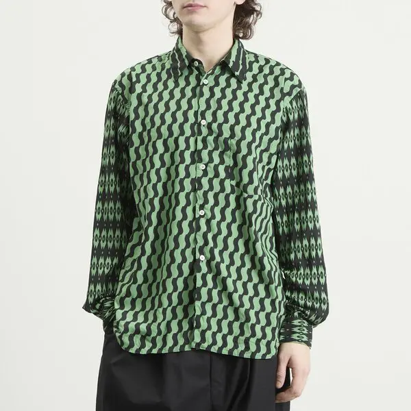 Comme Des Garçons Printed Long Sleeve Shirt - Green