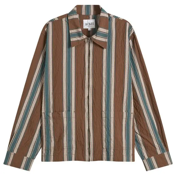 ACMH BY MAGIC CASTLES Deja Vu Overshirt - Brown Stripe Crinkle