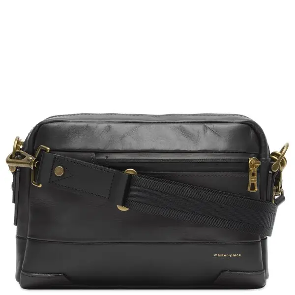 MASTER-PIECE CO Gloss Leather Small Shoulder Bag - Black