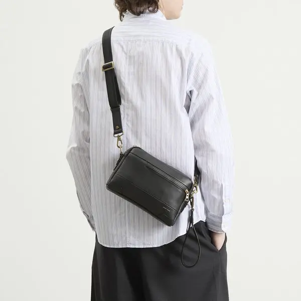 MASTER-PIECE CO Gloss Leather Small Shoulder Bag - Black