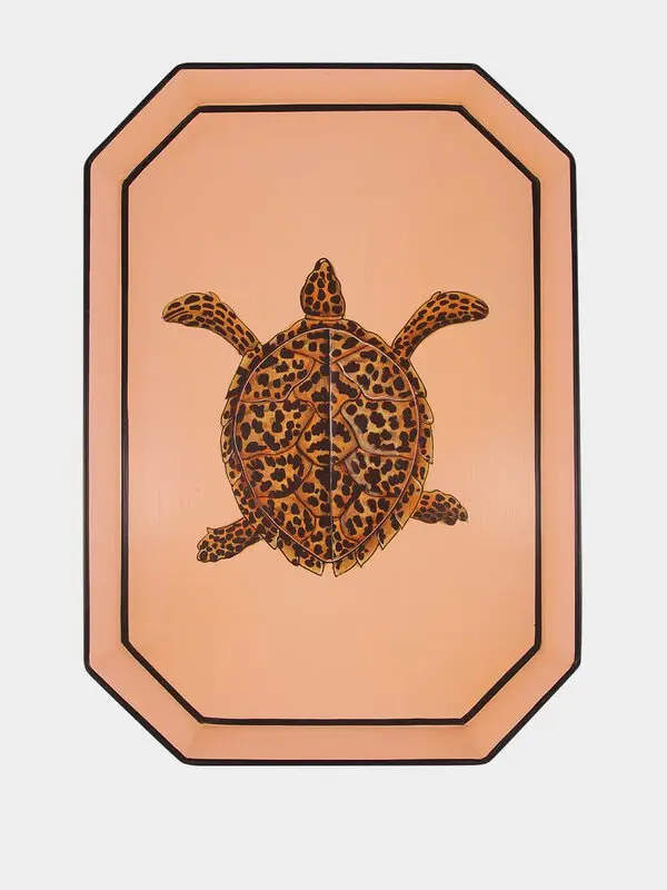 LES-OTTOMANS Handpainted Turtle Tray - Pink