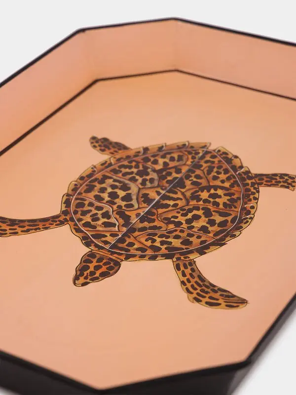 LES-OTTOMANS Handpainted Turtle Tray - Pink
