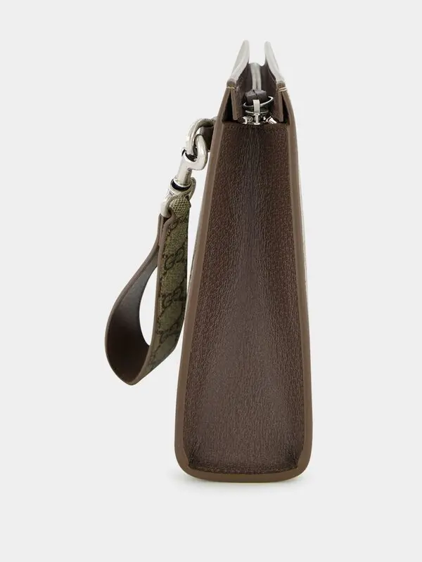 Gucci Gg Supreme Pouch With Leather Trim