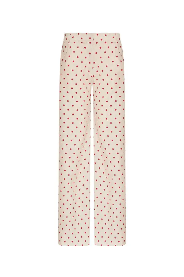 Amanda Uprichard Polka Dot Wide Leg Trousers - Beige Red