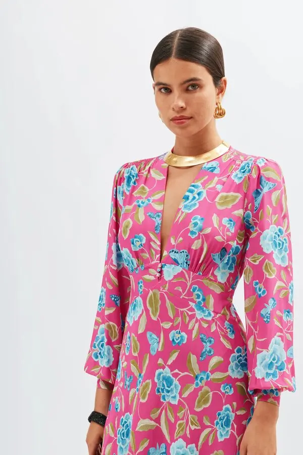 Rixo Emory Floral Dress - Pink