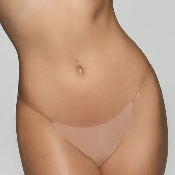 SKIMS Clear Strap String Thong | Deep Neutral | Large | Invisible - Cocoa