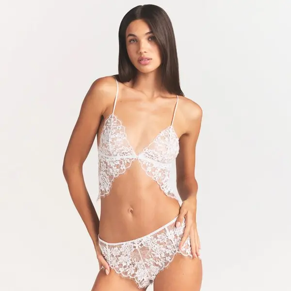 SKIMS Lace Cami Top And Short Set - Snow