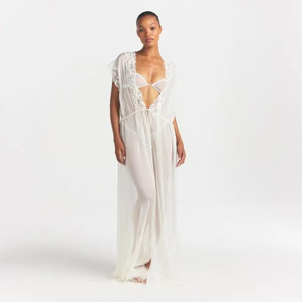 SKIMS Long Robe | White | | Romance - Ivory