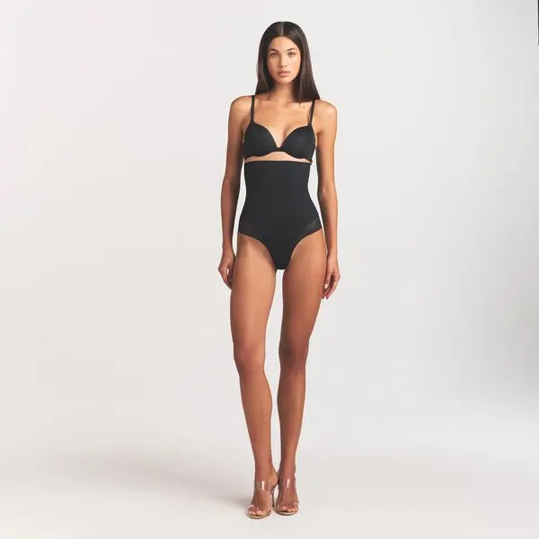 SKIMS Core Sculpt High Waisted Brief | Black | | Power Mesh Shapewear - Onyx