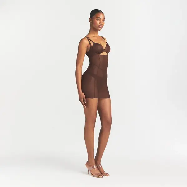 SKIMS Open Bust Mini Slip Dress - Cocoa