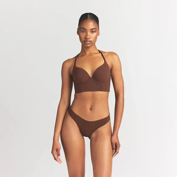 SKIMS Low Back Longline Bra | Deep Neutral | | Fits Everybody - Cocoa
