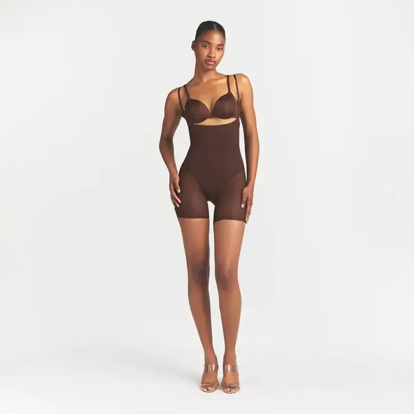SKIMS Core Sculpt Open Bust Mid Thigh Bodysuit - Cocoa
