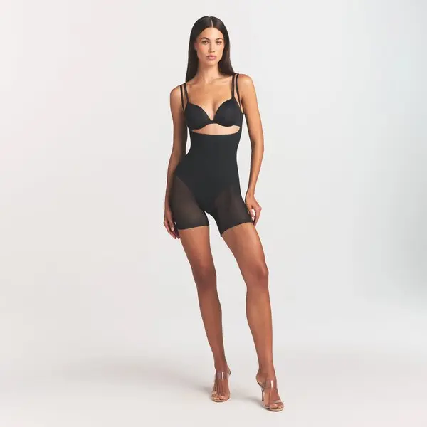SKIMS Core Sculpt Open Bust Mid Thigh Bodysuit - Onyx