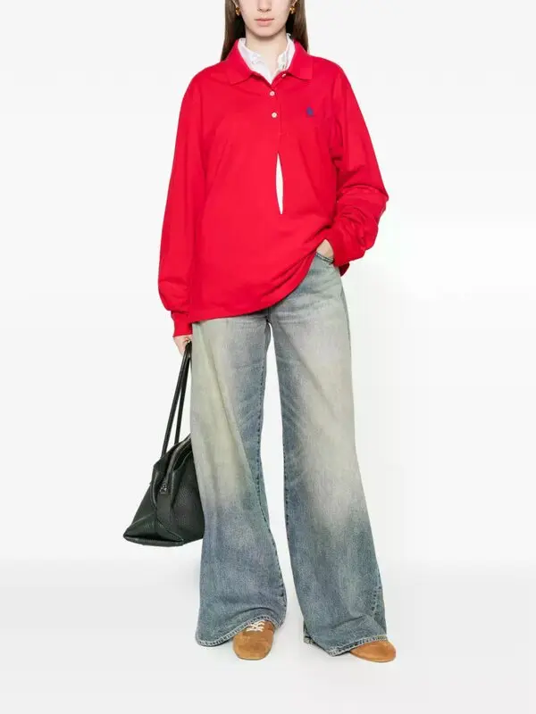 Prada Long-sleeve Piqué Polo Shirt - Red