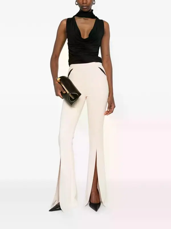 Elisabetta Franchi Logo-detail Flared Trousers - Neutrals