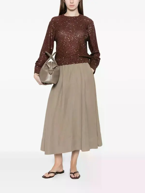 Brunello Cucinelli Button-embellished A-line Skirt