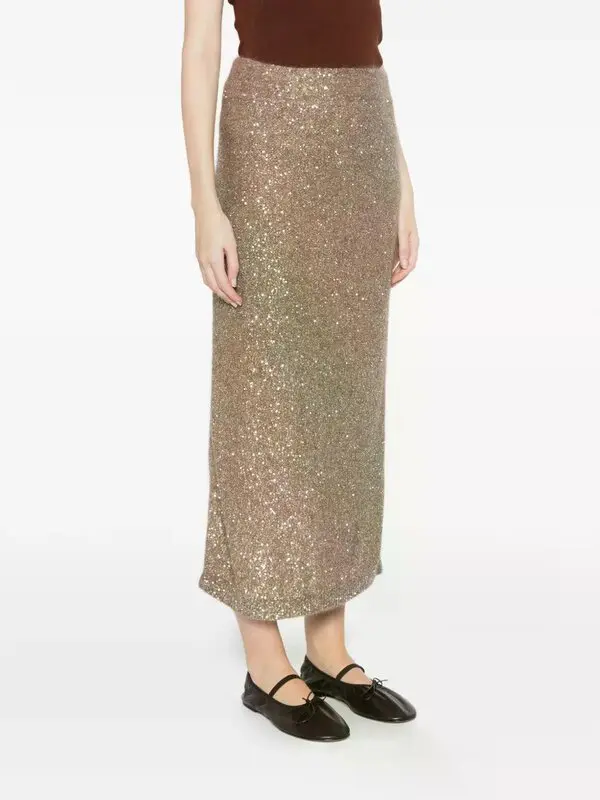 Brunello Cucinelli Sequin Midi Skirt - Neutrals