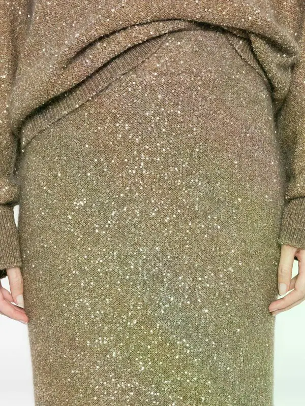 Brunello Cucinelli Sequin Midi Skirt - Neutrals