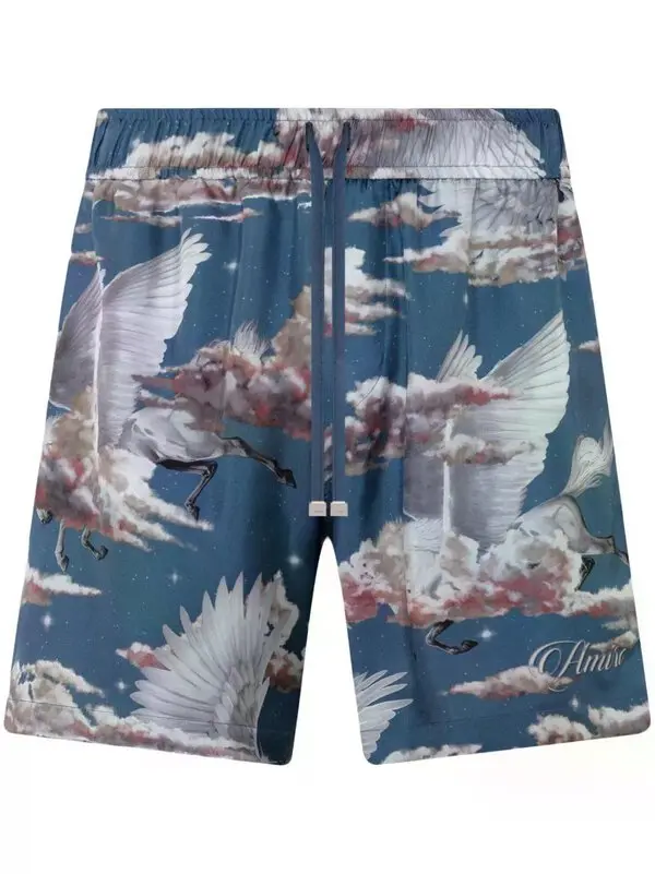 Amiri Graphic-print Pyjama Shorts - Blue