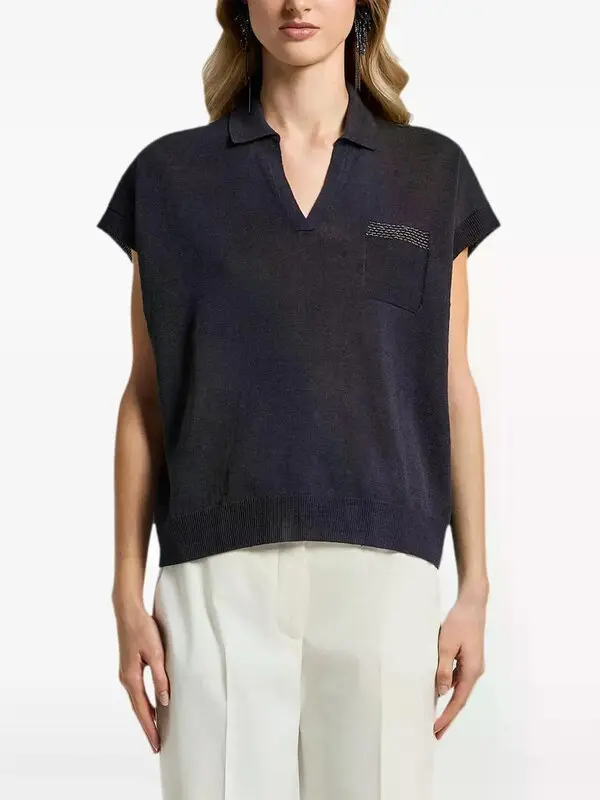 Peserico V-neck Pocket Knitwear - Blue