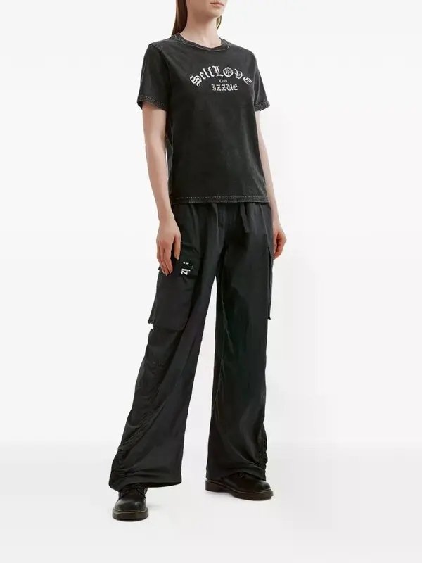Izzue Printed Cotton T-shirt - Black