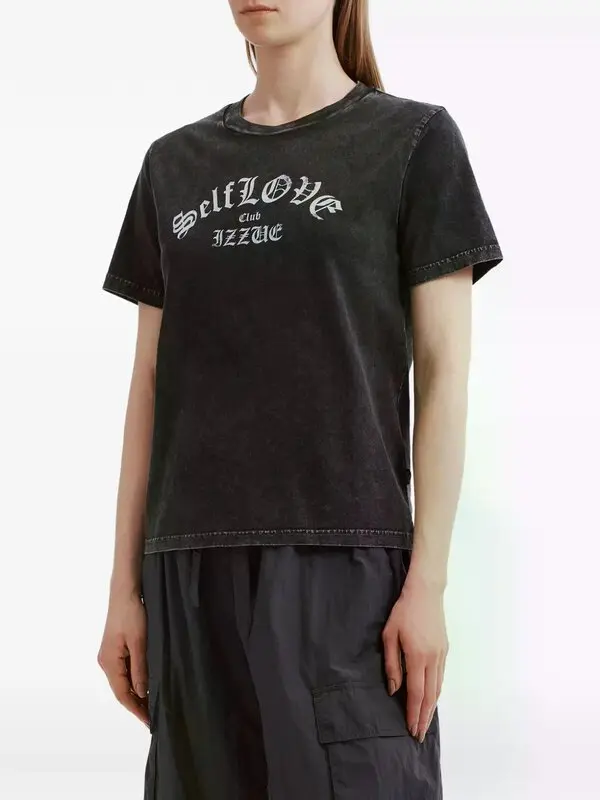 Izzue Printed Cotton T-shirt - Black