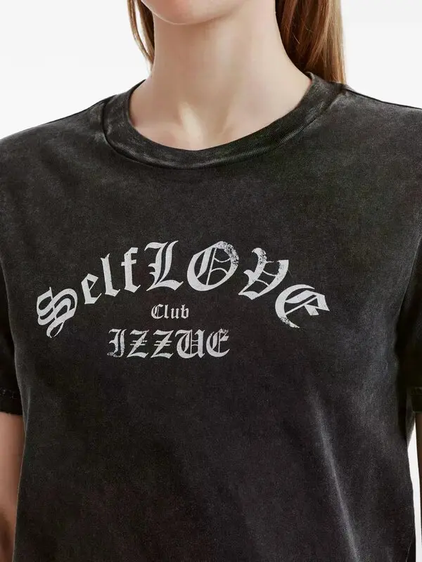 Izzue Printed Cotton T-shirt - Black