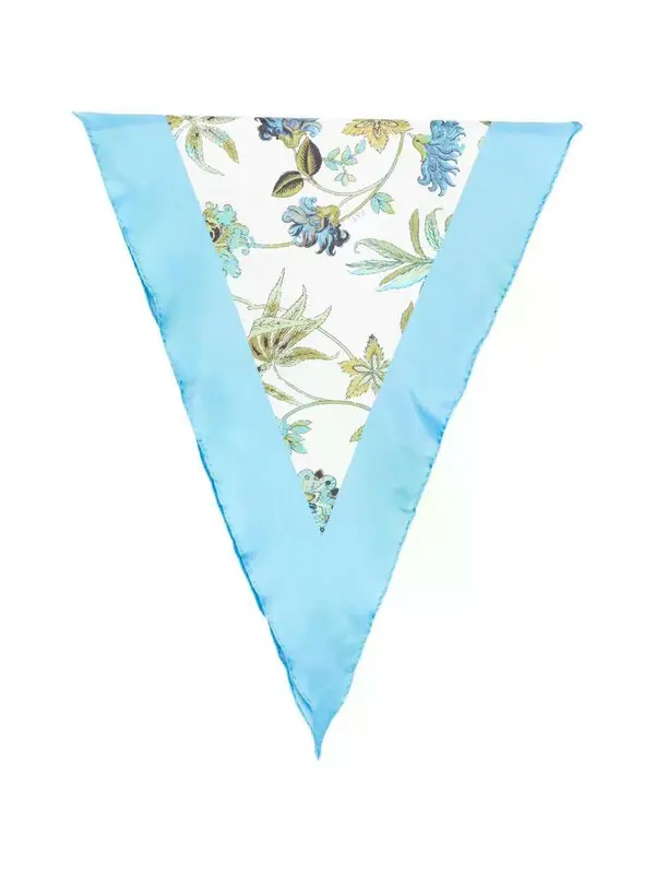FAY Floral-print Scarf - Blue