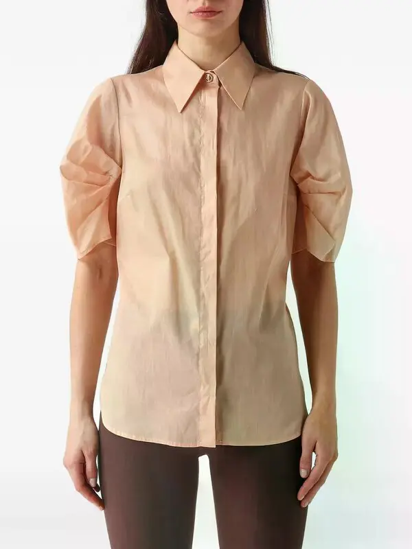 Elisabetta Franchi Open Back Gathered Shirt - Neutrals