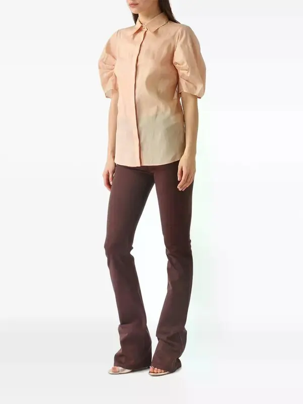 Elisabetta Franchi Open Back Gathered Shirt - Neutrals