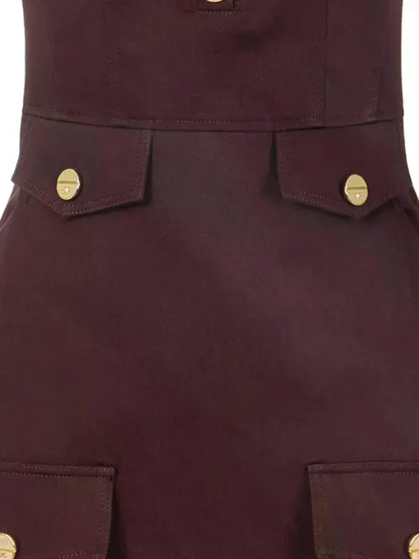 Elisabetta Franchi Sleeveless Dress With Gold-tone Button Detail - Brown