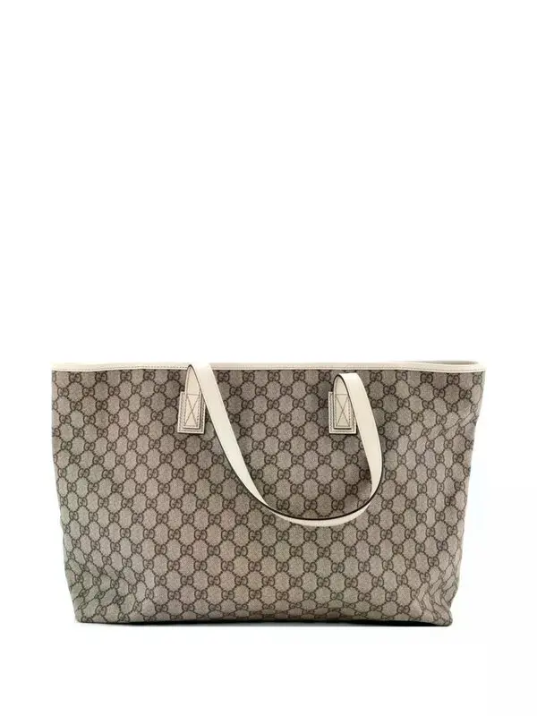 Gucci Plus Gg Coated Canvas With Leather Large Tote Bag