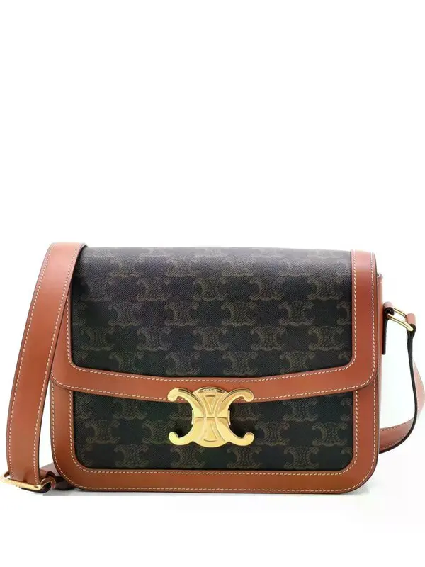 Celine Triomphe Coated Canvas Medium Shoulder Bag - Brown